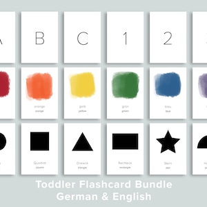 BUNDLE German & English Minimalist Toddler Flashcards | Colors Shapes ...