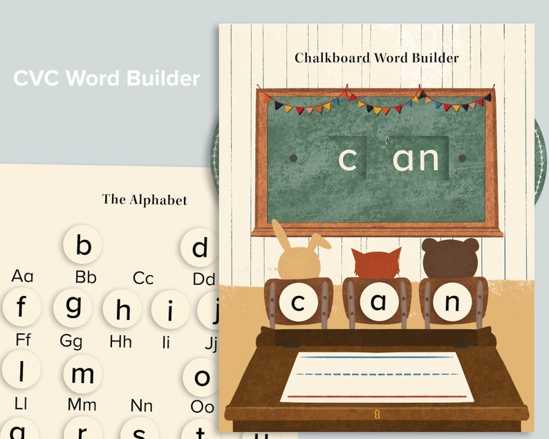 CVC Word Builder Homeschool Printables Phonics Read - Etsy