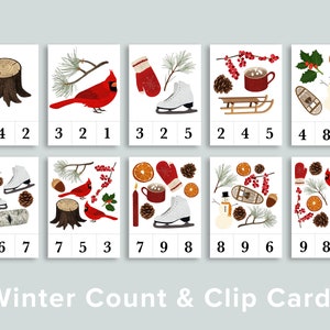 Winter Nature Count and Clip Number Cards 1-10 | Holiday Learning ...