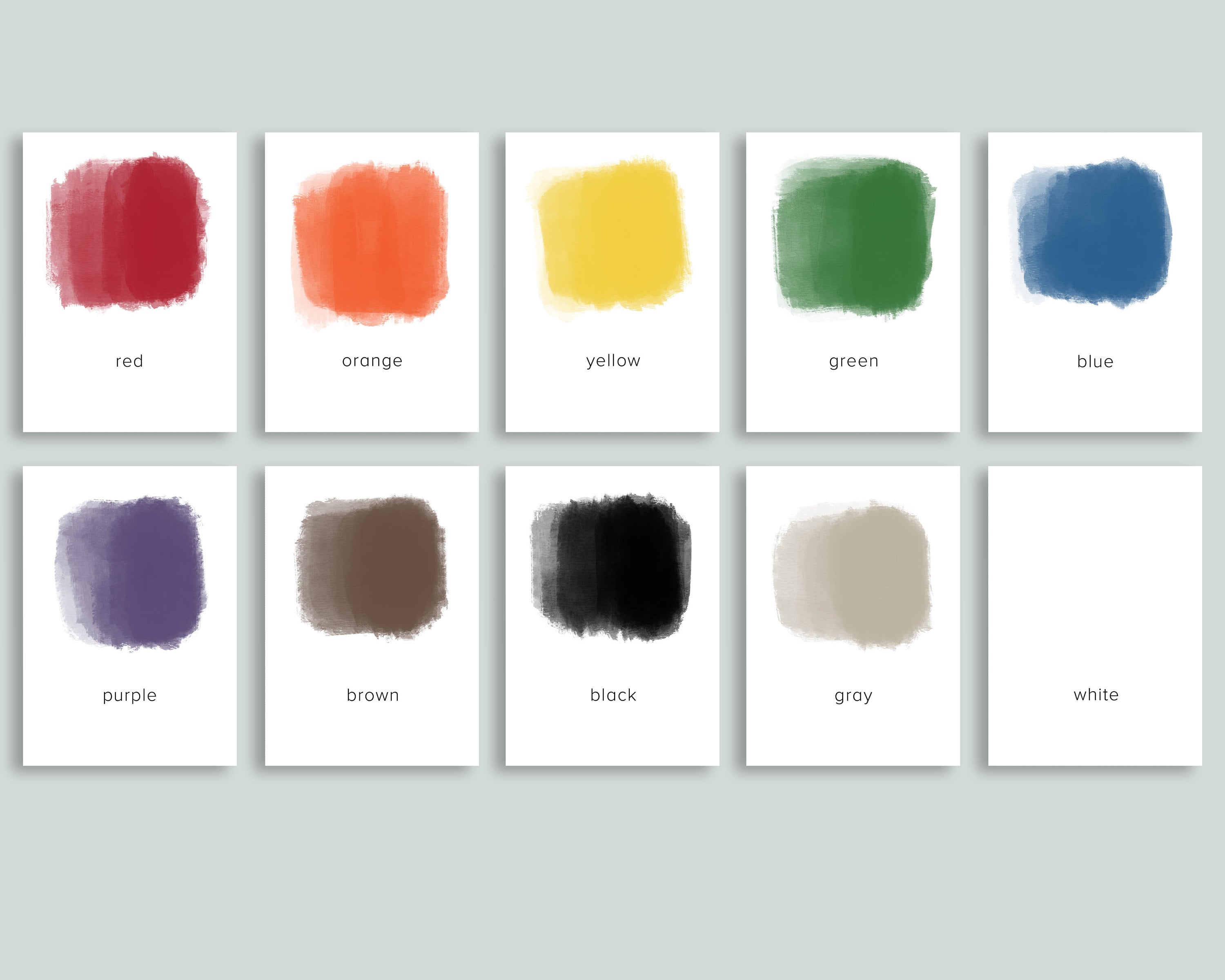 Minimalist Color Flashcards Printable Modern Rainbow Basic - Etsy