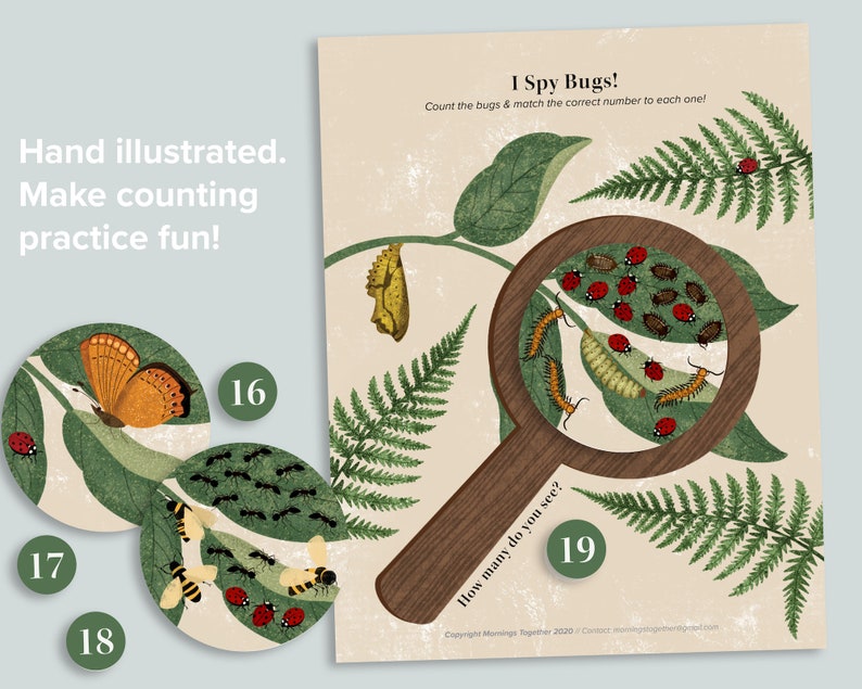 1-20 Bug Counting Activity | Preschool Nature Busy Book Pages | Numbers ...