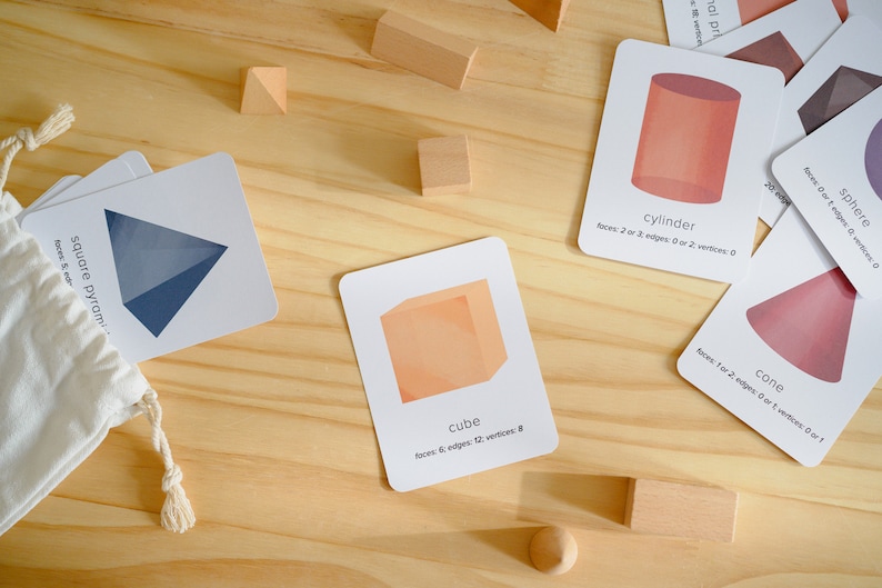 Minimalist 3D Shapes Flashcards Printable | Modern Geometry Basic Shape ...