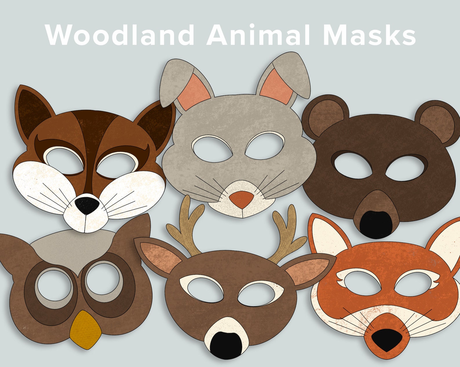 Woodland Animal Toddler Masks Printable Preschool Activity | Etsy