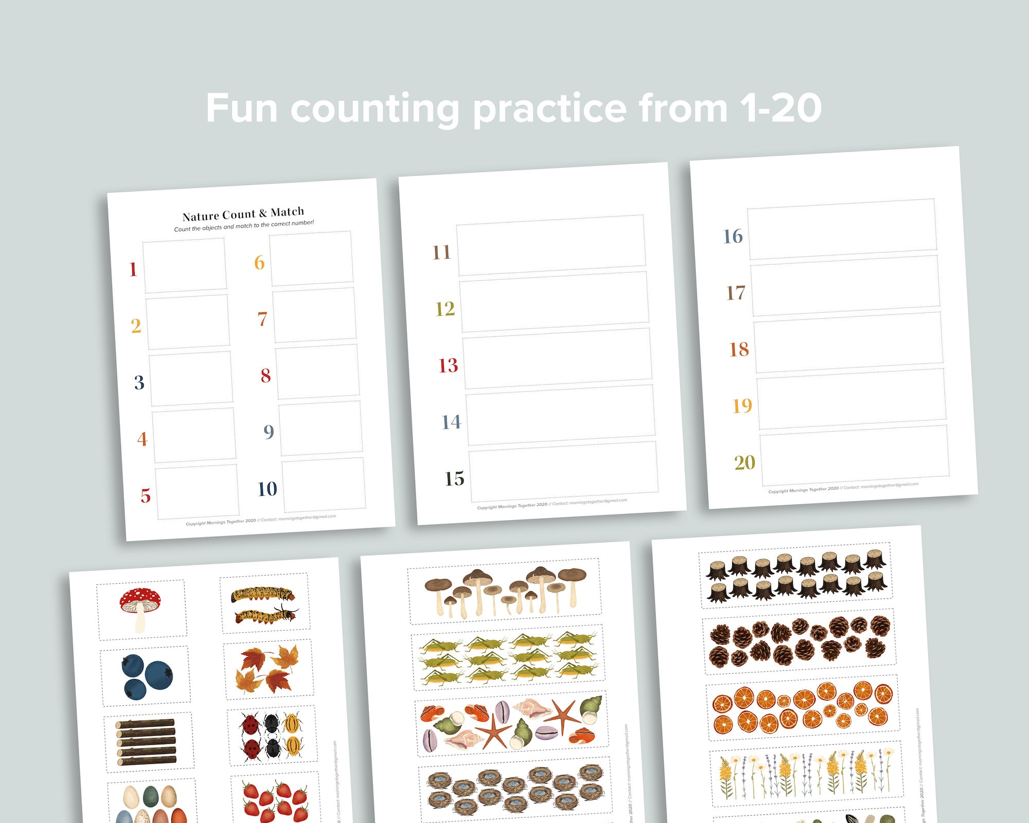 1-20 Nature Counting Activity | Preschool Nature Busy Book Pages ...