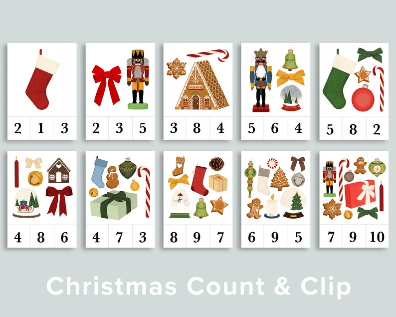 Christmas BUNDLE Printable ABC 123 Cards Homeschool - Etsy