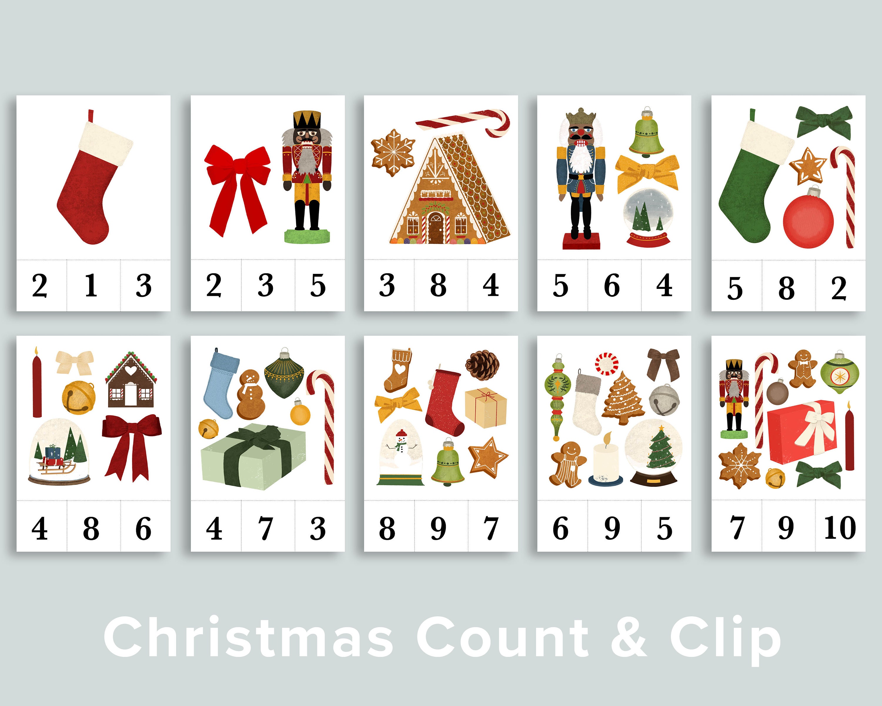 Christmas BUNDLE Printable ABC 123 Cards Homeschool - Etsy