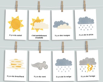 Weather Flashcards Homeschool Printables Flash Cards Pre K | Etsy
