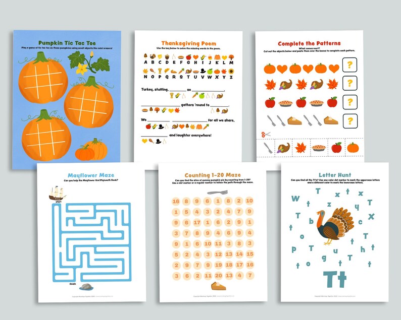 Thanksgiving Activity Pack | Homeschool Printables | Preschool ...
