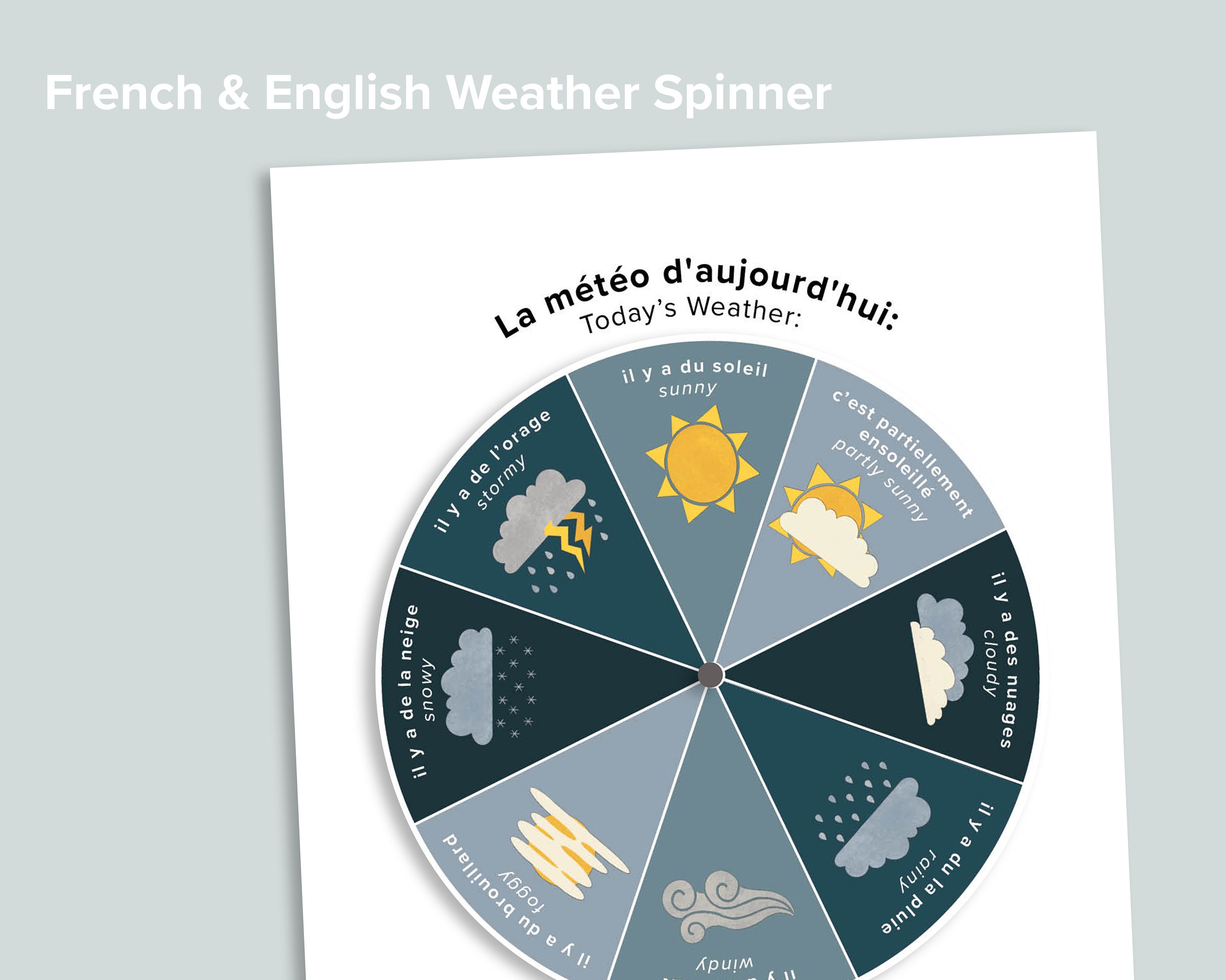 French & English Weather Printable BUNDLE Homeschool Kids | Etsy