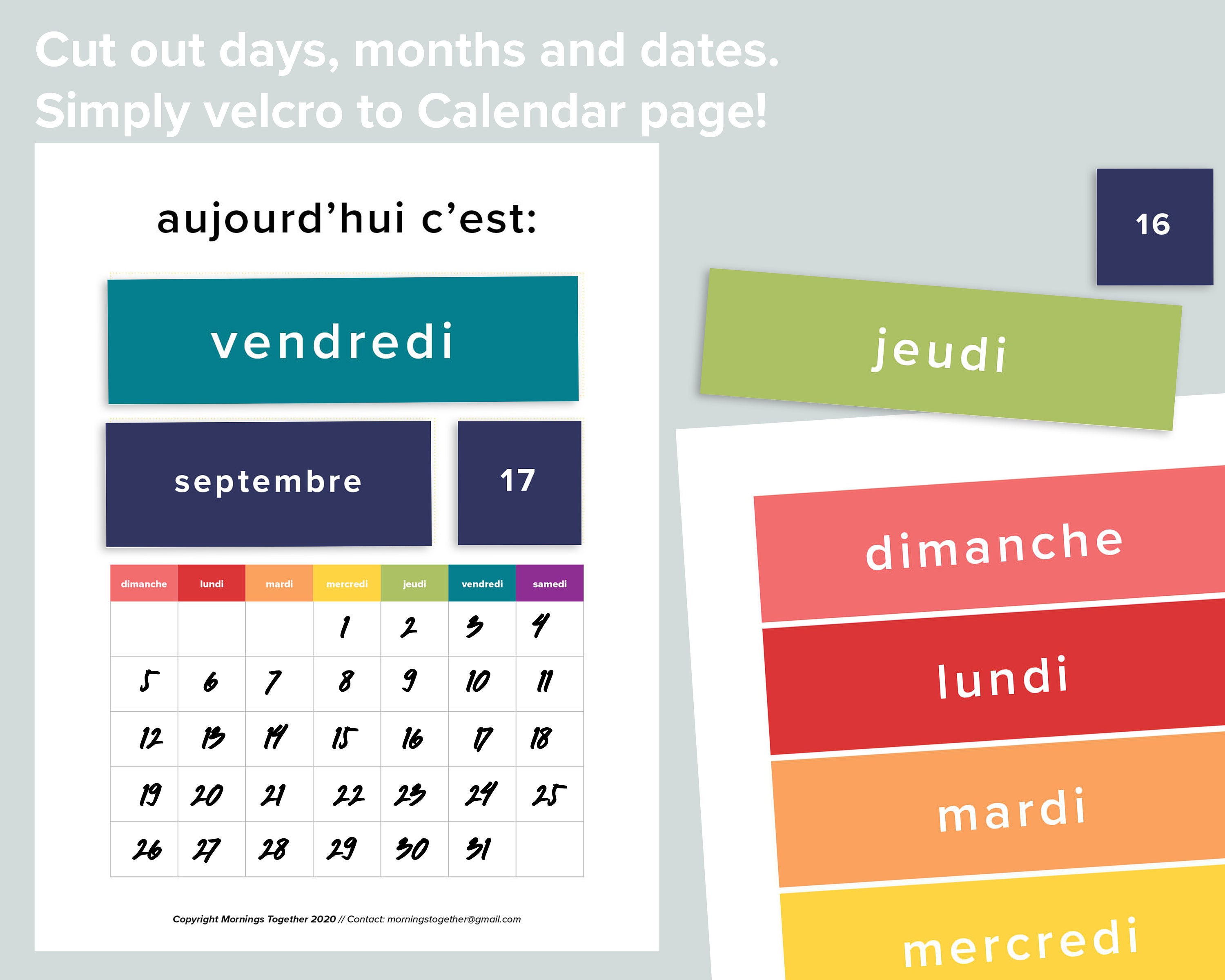 French Preschool Kids Calendar Board Printable Pages - Etsy