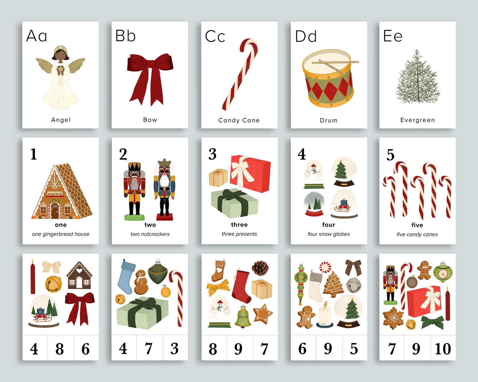 Christmas BUNDLE Printable ABC 123 Cards Homeschool - Etsy
