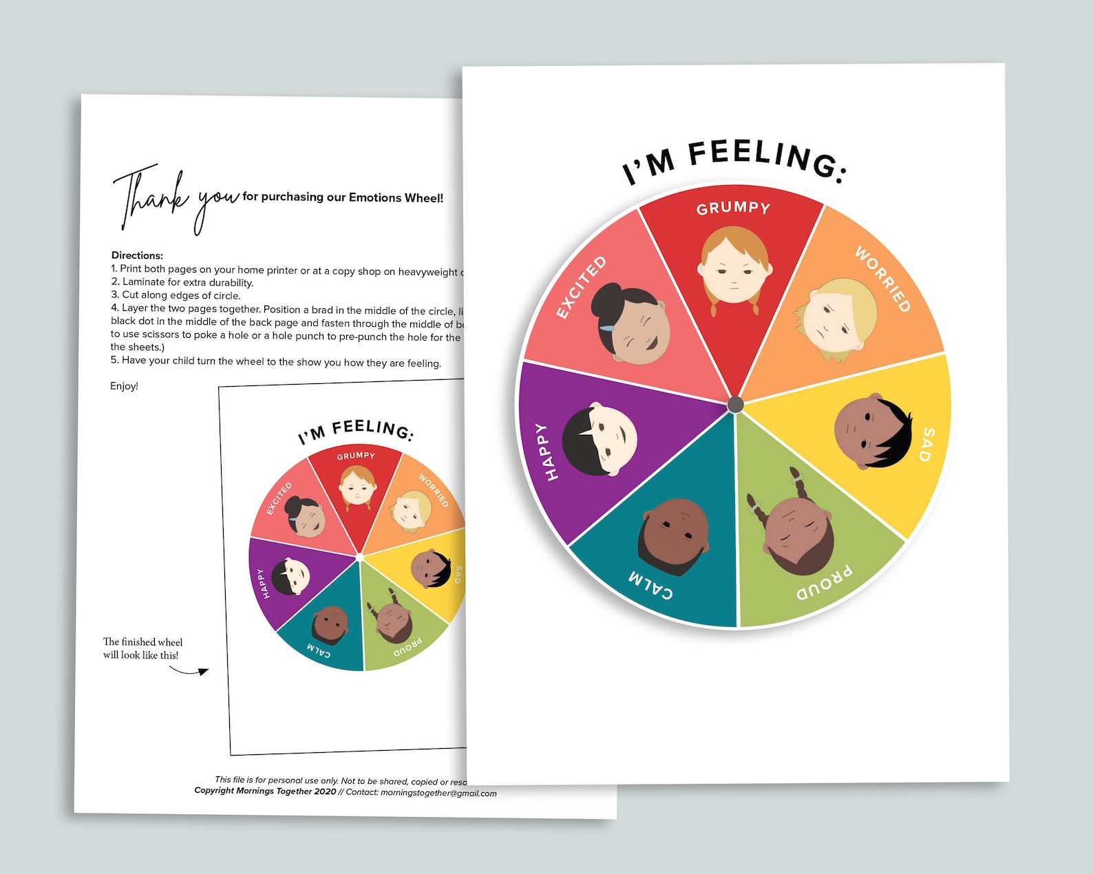 Emotions Spinner Wheel Printable Feelings Flash Cards | Etsy Canada