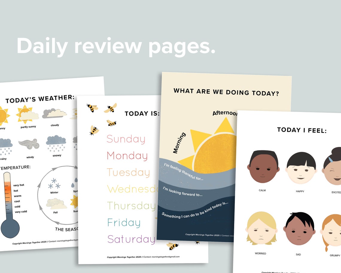 Preschool Circle Time Morning Menu Book Printable Calendar - Etsy