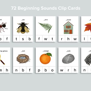 Beginning Sounds Clip Cards | Nature ABC Printable | Phonics Activity ...