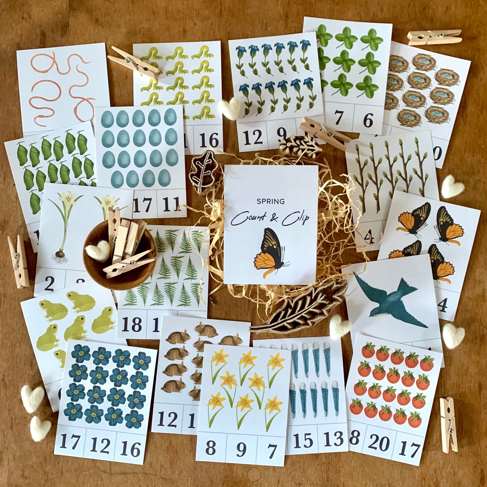 Spring Count and Clip 1-20 Number Cards Spring Homeschool - Etsy