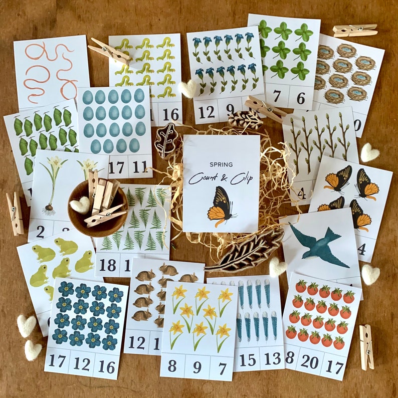Spring Count and Clip 1-20 Number Cards Spring Homeschool | Etsy