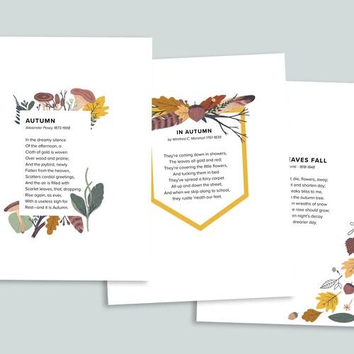 Autumn Poetry Print BUNDLE Charlotte Mason Fall Printable - Etsy