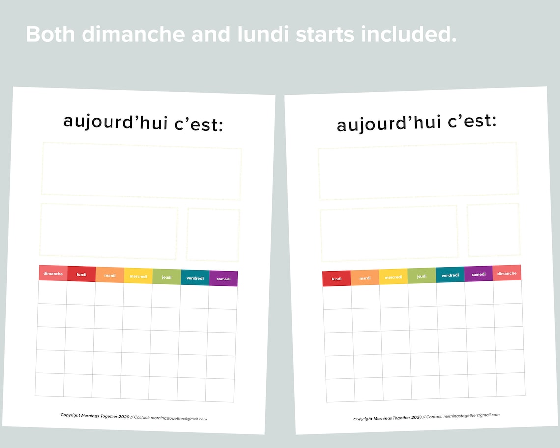 French Preschool Kids Calendar Board Printable Pages - Etsy