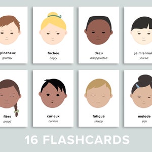 French & English Emotions Flashcards Printable | Feelings Flash Cards ...