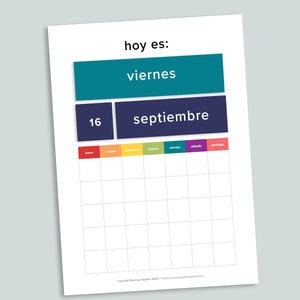 Spanish Preschool Kids Calendario Calendar Board Printable | Perpetual ...