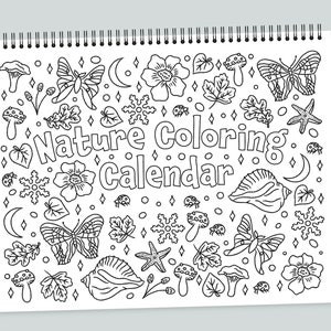 Undated Nature Coloring Calendar | Printable Monthly Wall Calendar ...