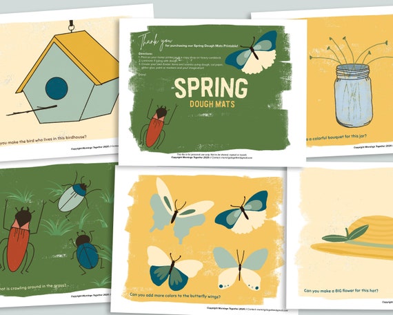 Spring Playdough Mat Printable Beetle Garden Activity | Etsy