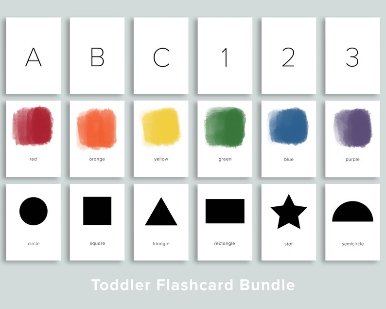 BUNDLE Minimalist Toddler Flashcards | Simple Colors Shapes Abcs ...