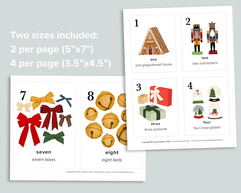 Christmas Number Cards Printable Homeschool Printables - Etsy