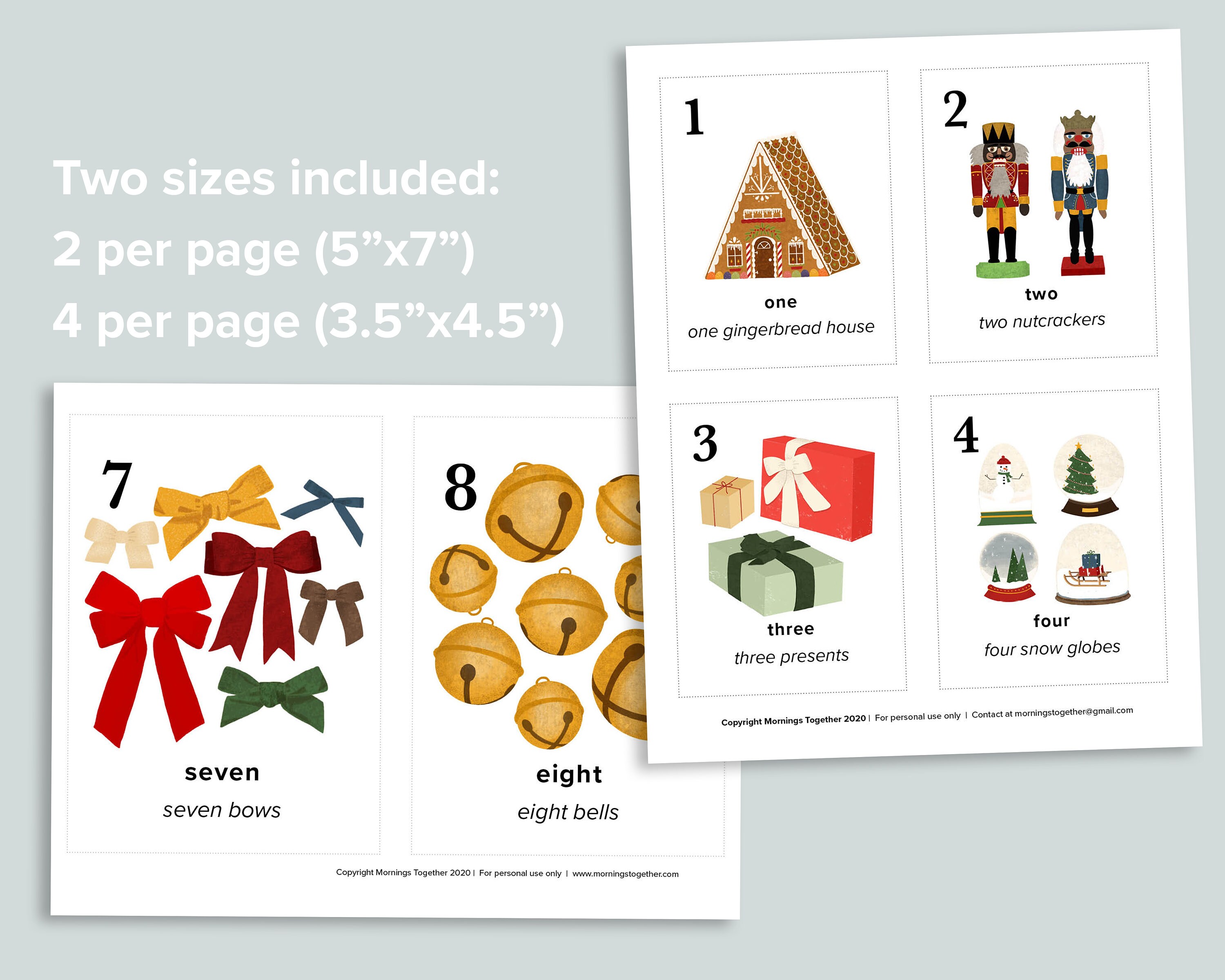 Christmas Number Cards Printable Homeschool Printables - Etsy