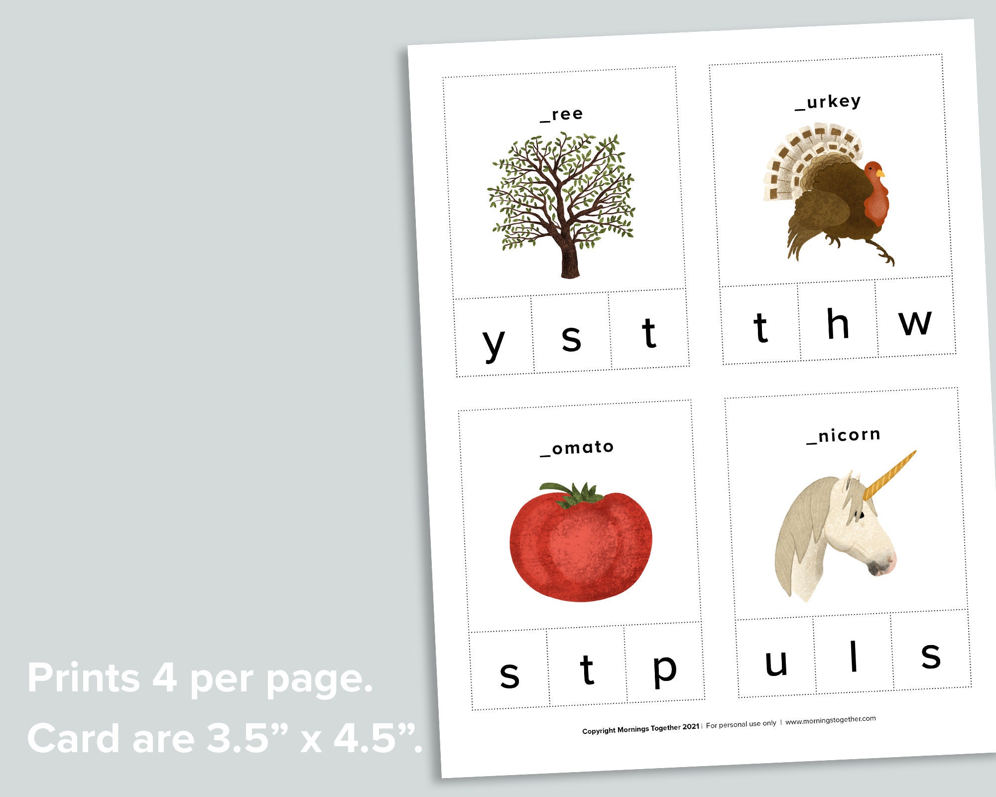 Beginning Sounds Clip Cards Nature ABC Printable Phonics - Etsy
