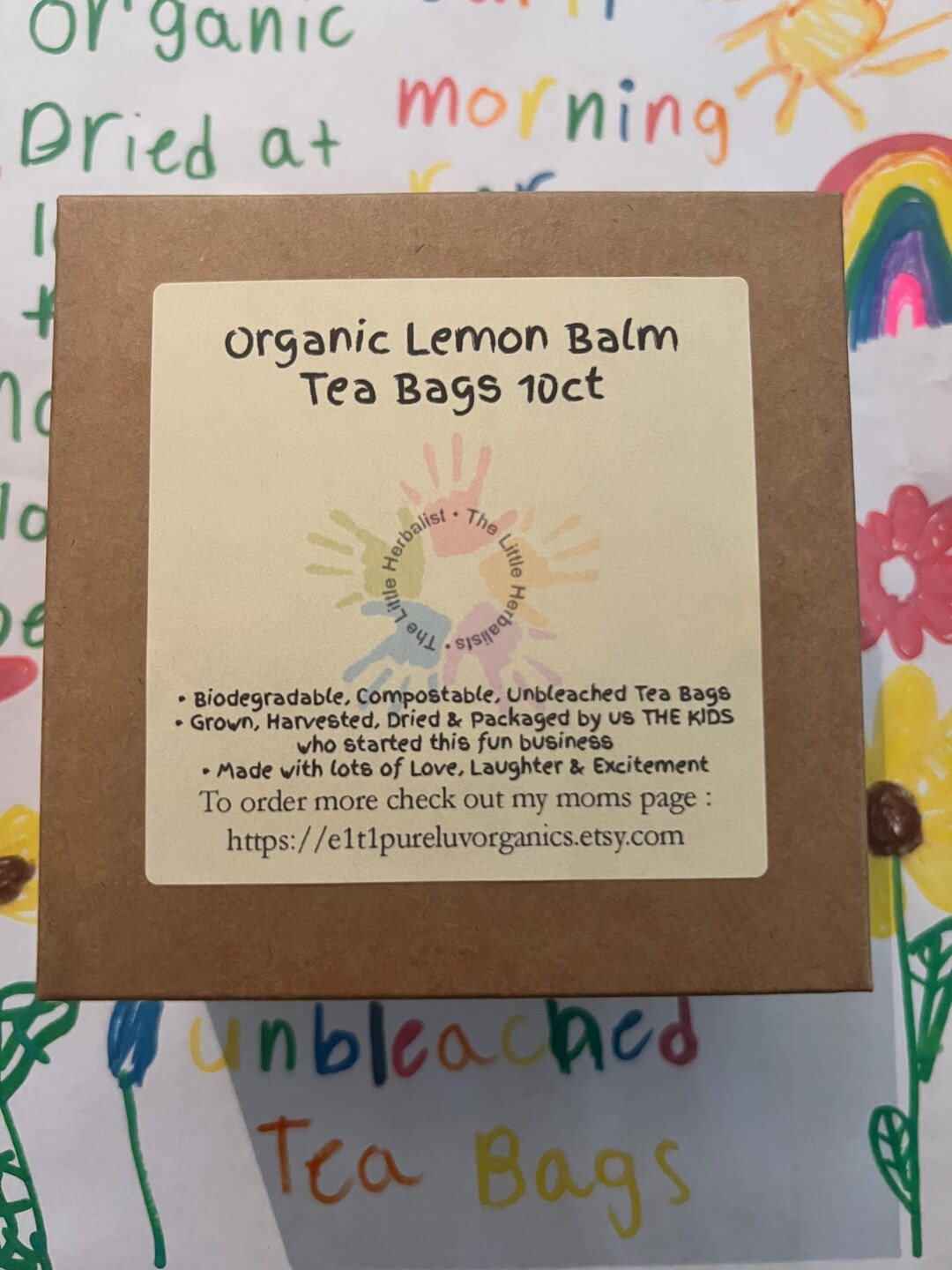 Organic Lemon Balm or Holy Basil Tea Bags 10ct. Non Bleached ...