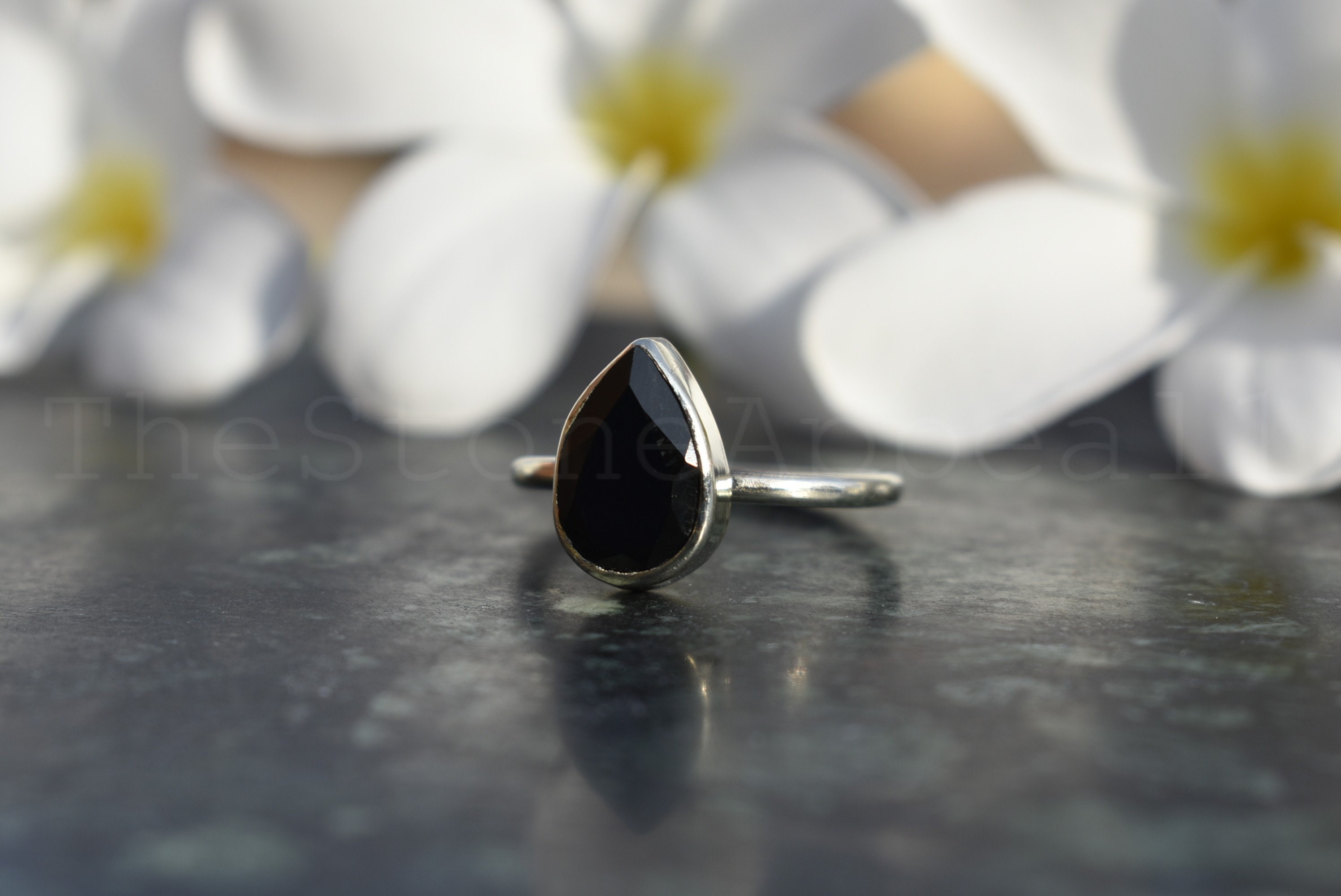 Black Onyx Ring Pear Ring Black Onyx Jewelry Sterling - Etsy
