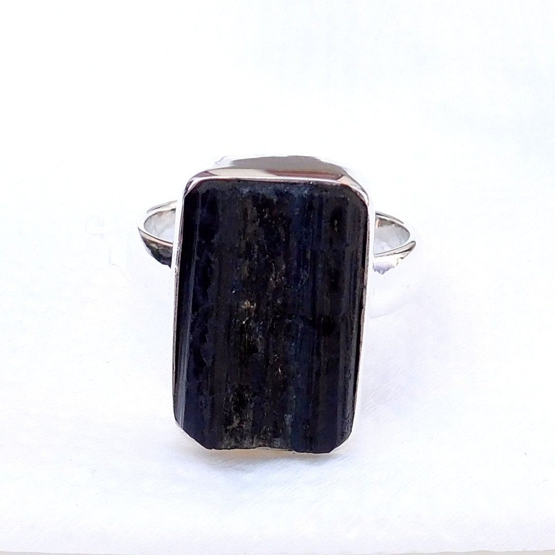 Rough Black Tourmaline Ring Natural Tourmaline Ring 925 - Etsy