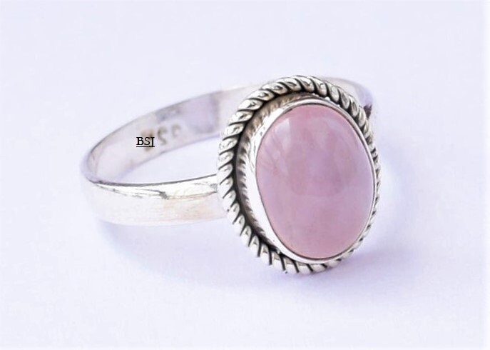 Pink Rose Quartz Ring Rose Quartz Stone Ring 925 Sterling | Etsy