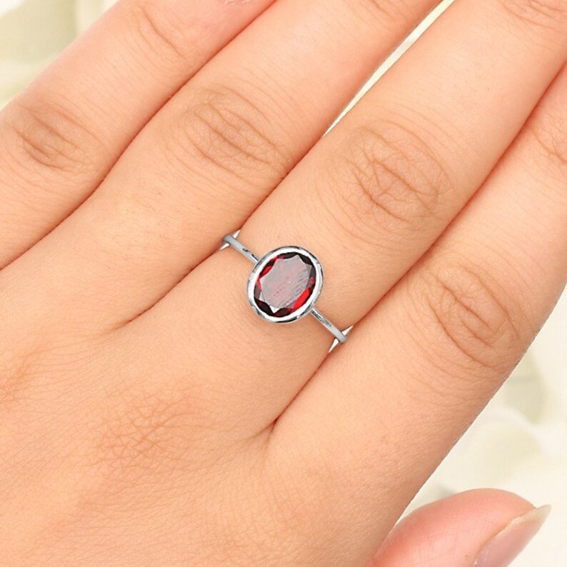 Special Garnet Ring 925 Sterling Silver Ring Red Stone Oval - Etsy