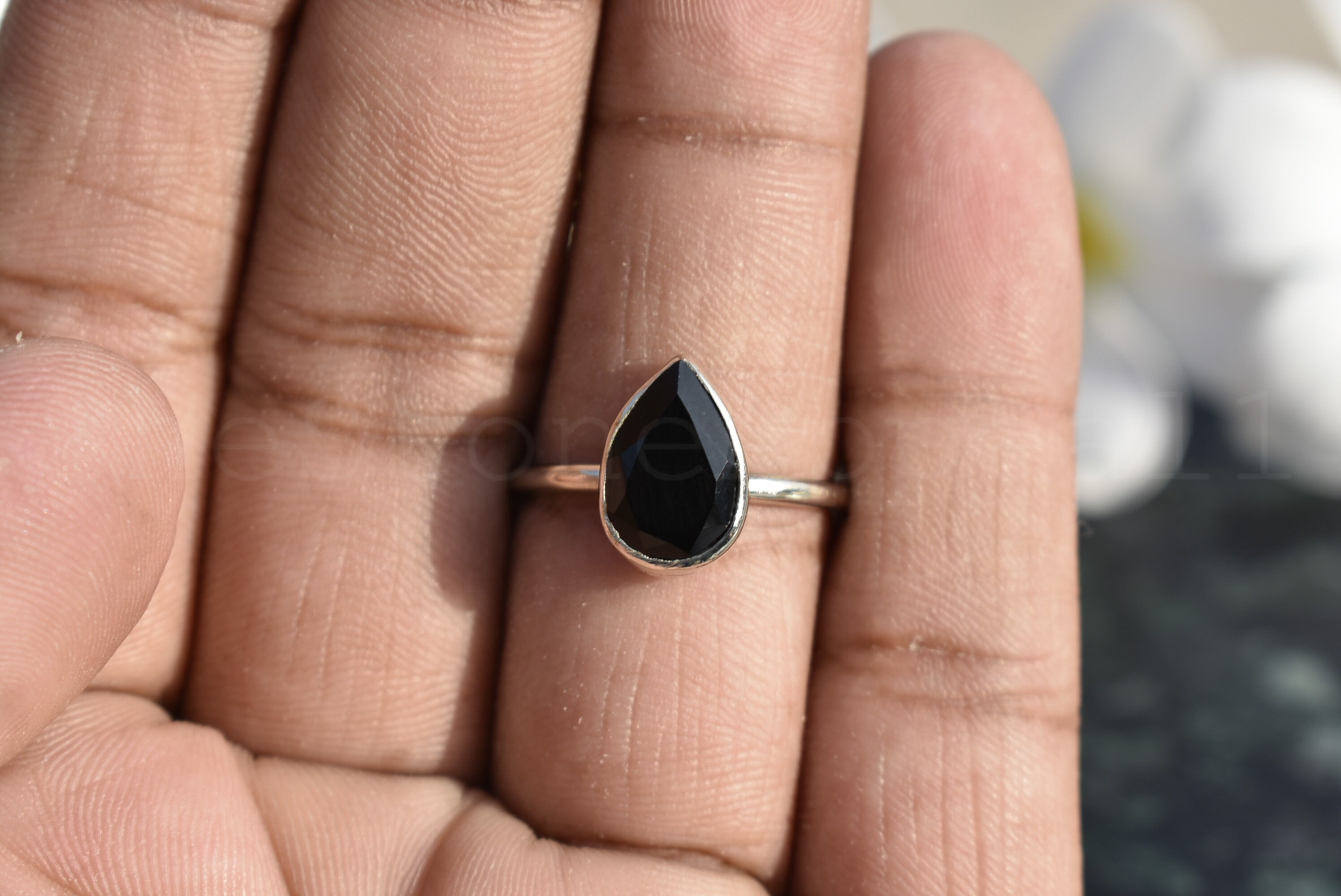Black Onyx Ring Pear Ring Black Onyx Jewelry Sterling - Etsy