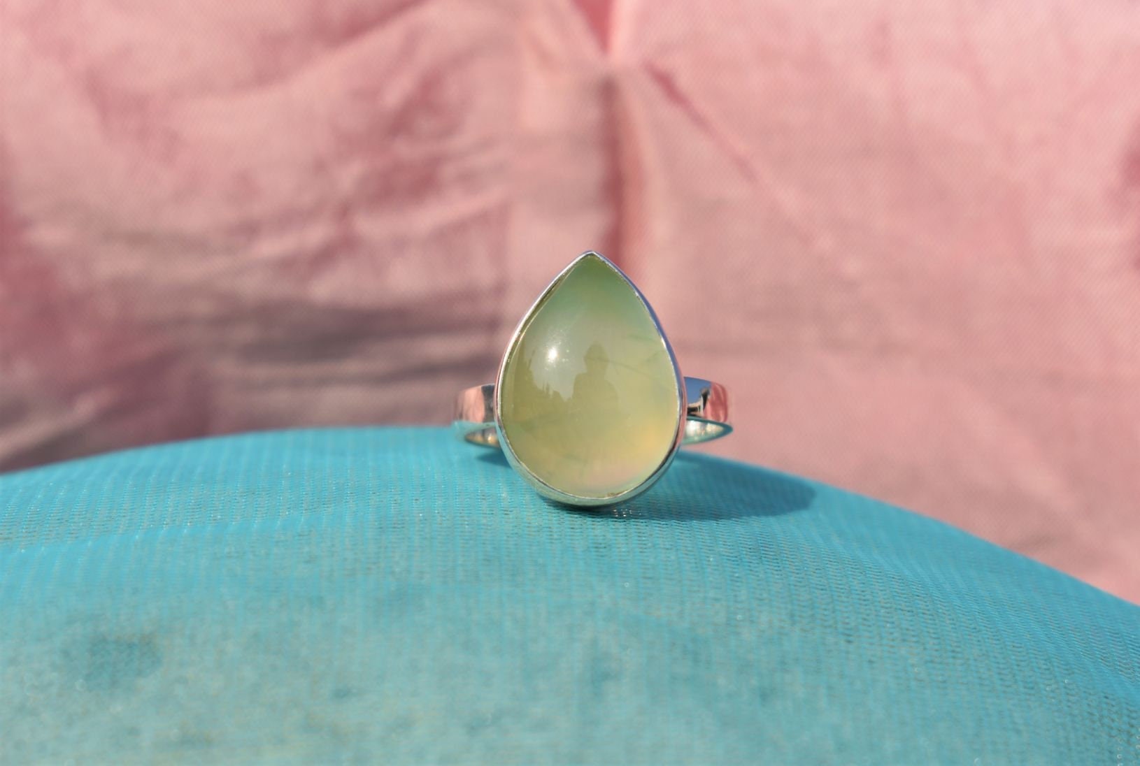 Light Green Prehnite Ring Ring for Special One 925 Sterling | Etsy
