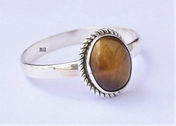 Tiger Eye Ring Tiger Eye Stone Ring 925 Sterling Silver - Etsy