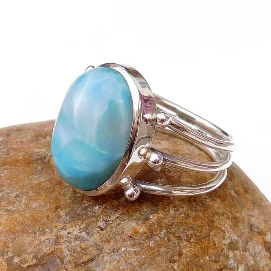 Beautiful Larimar Ring Natural Larimar Ring Sterling Silver - Etsy