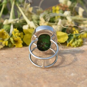 Green Copper Turquoise Ring, Artisan Ring, Double Band Ring, Gemstone ...