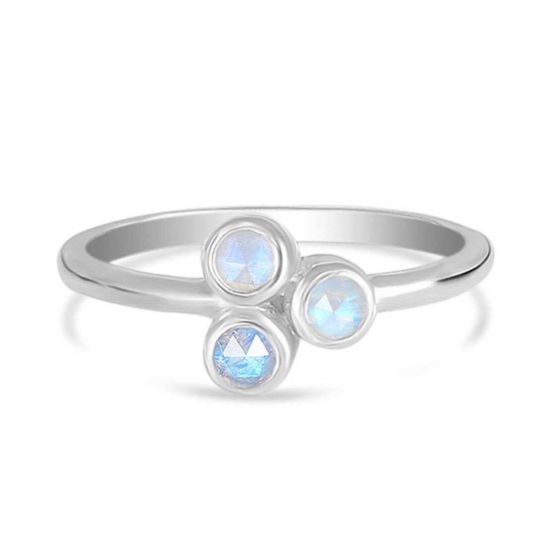 Triple Stone Ring Moonstone Silver Ring Sterling Silver - Etsy