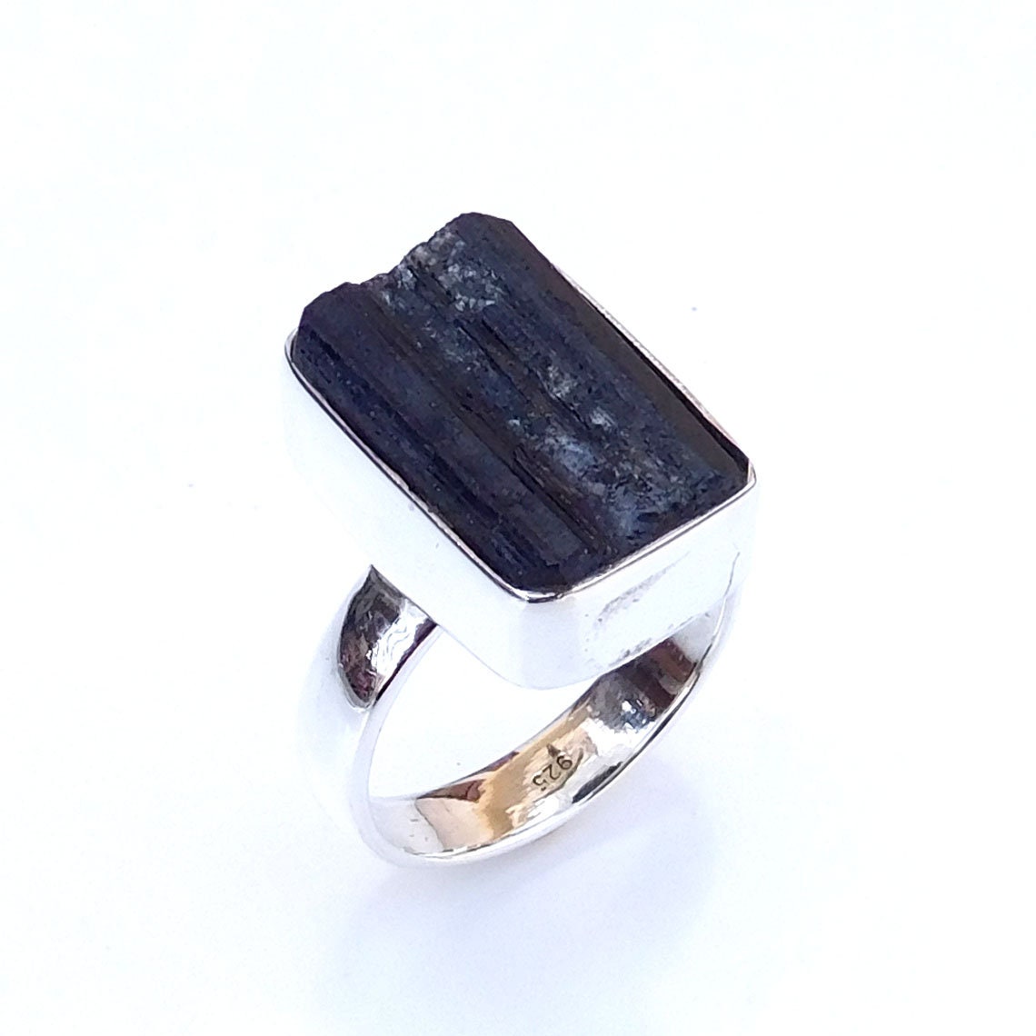 Rough Black Tourmaline Ring Natural Tourmaline Ring 925 - Etsy