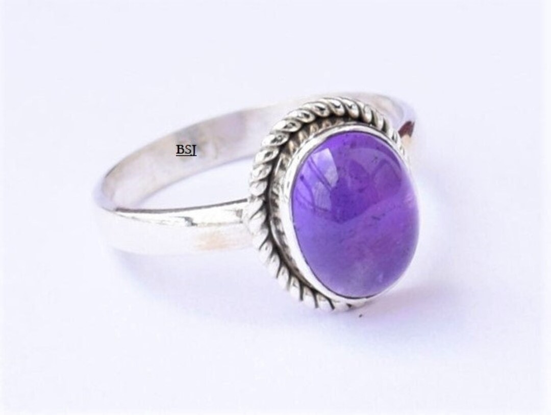 Natural Purple Amethyst Ring, Amethyst Stone Ring, 925 Sterling Silver ...