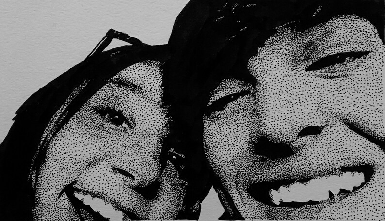 Custom Portrait Handmade Ink Portrait Stippling Portrait - Etsy Canada