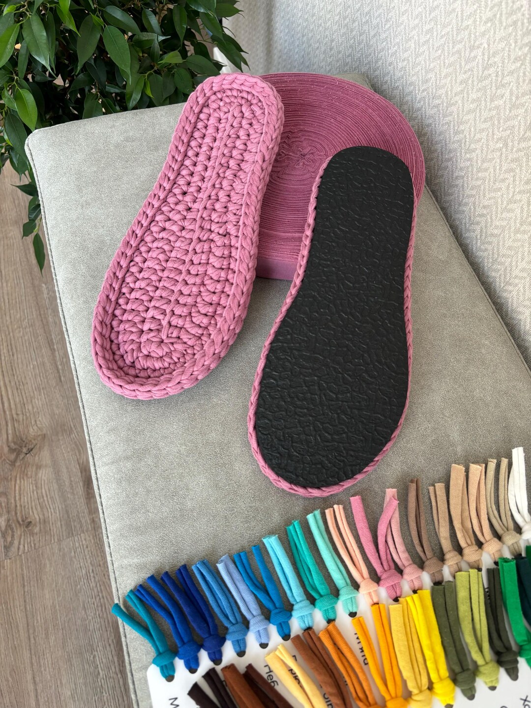 Handmade Crochet Slipper Sole Blanks | Rubber & Cotton Yarn Sole ...