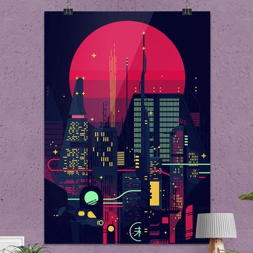 Synthwave Neon City synthwave/vaporwave/cyberpunk - Etsy