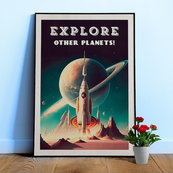 Retro Space Poster - Etsy
