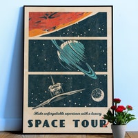 Pixel Art Space Adventure Poster - Vintage Rocket Launch Artwork - Etsy