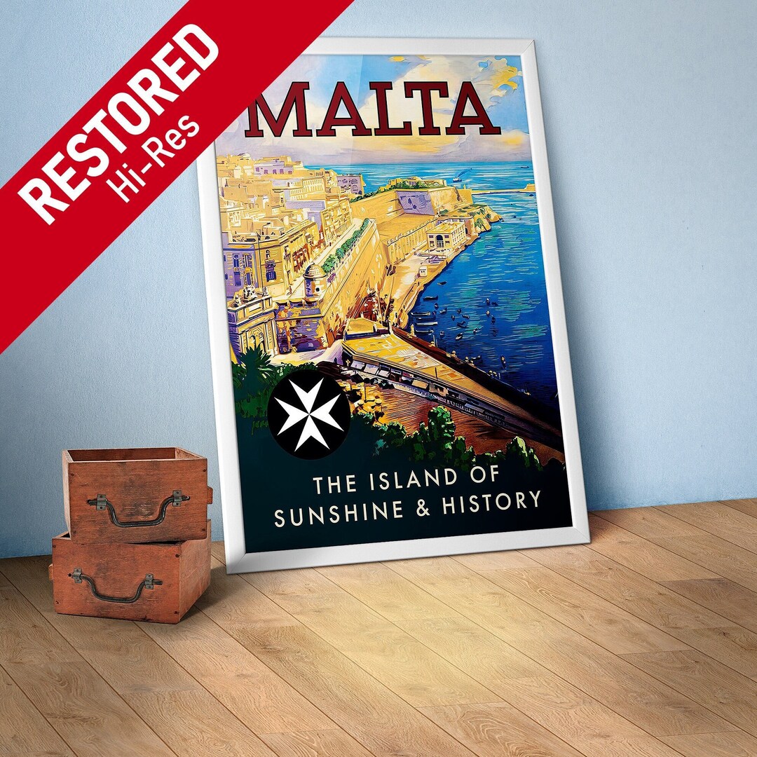Malta, Valletta, 1950 — Retro Travel Poster, Vintage Travel Art, Retro ...