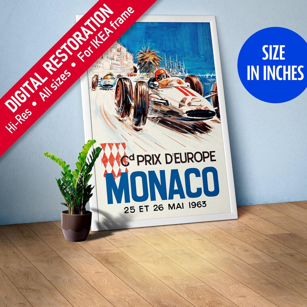Monaco Vintage F1 Grand Prix, 1963 Poster Vintage Formula 1 Poster ...